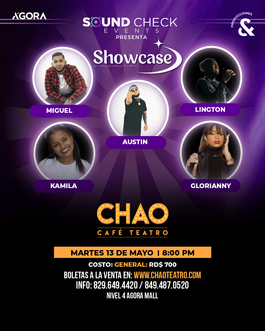 SHOWCASE BY SOUNDCHECK EVENTS | Martes 13 De Mayo - CHAO CAFE TEATRO